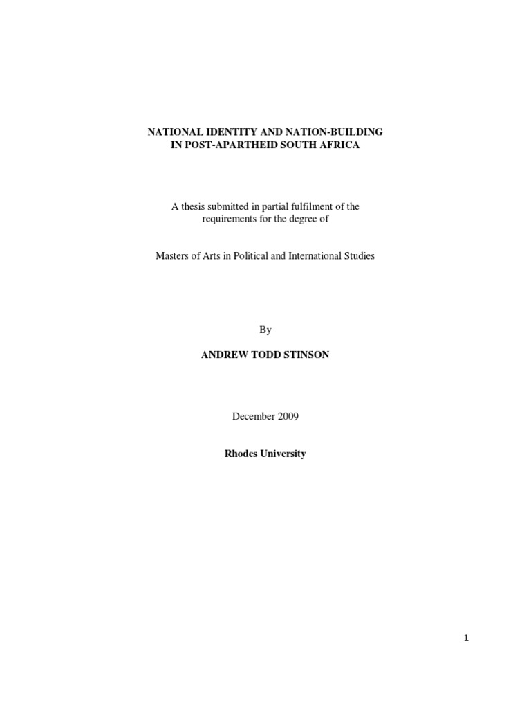 National Identity and Nation-Building in Post-Apartheid South Africa ...