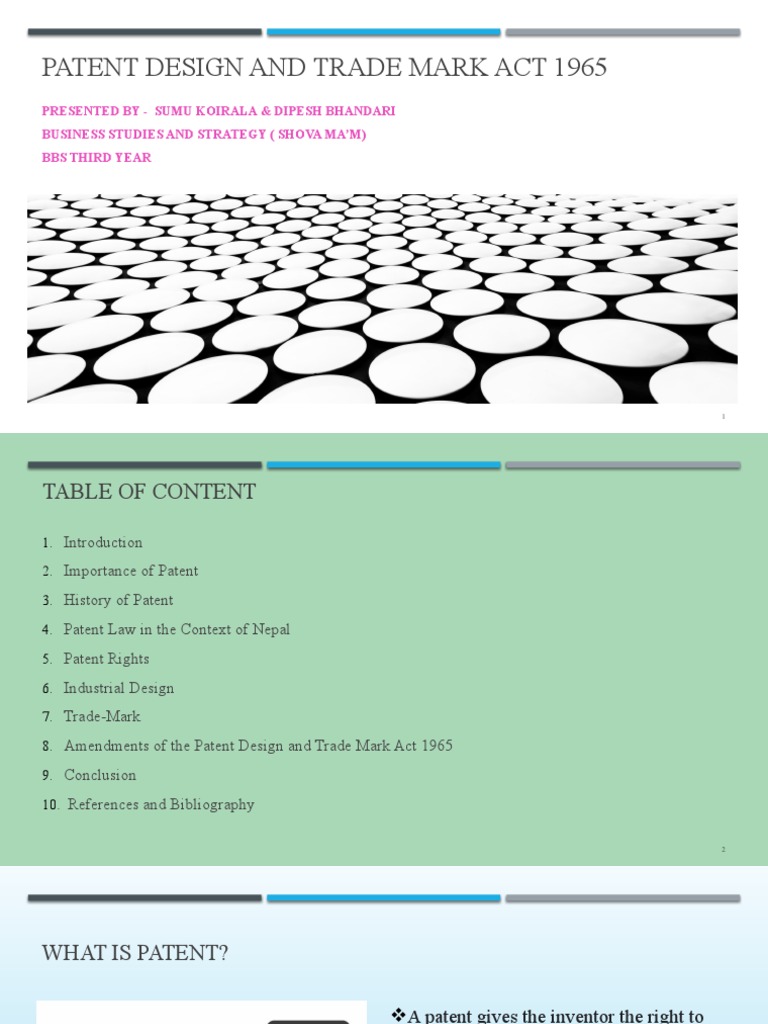 An Analysis of Nepal's Patent Design and Trade Mark Act 1965: Promoting ...