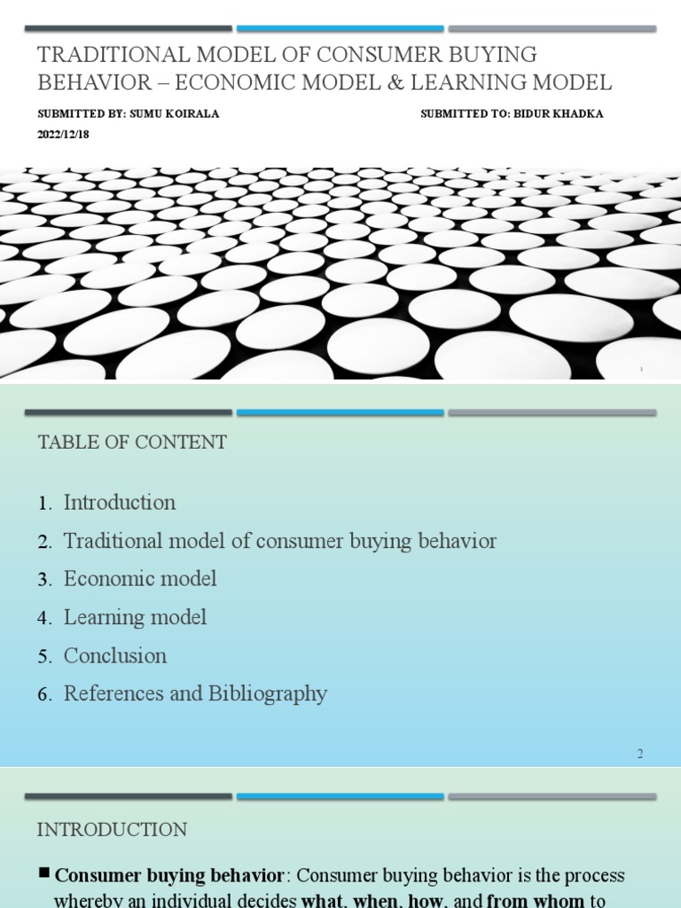 Traditional Model of Consumer Buying Behavior - Economic and Learning ...