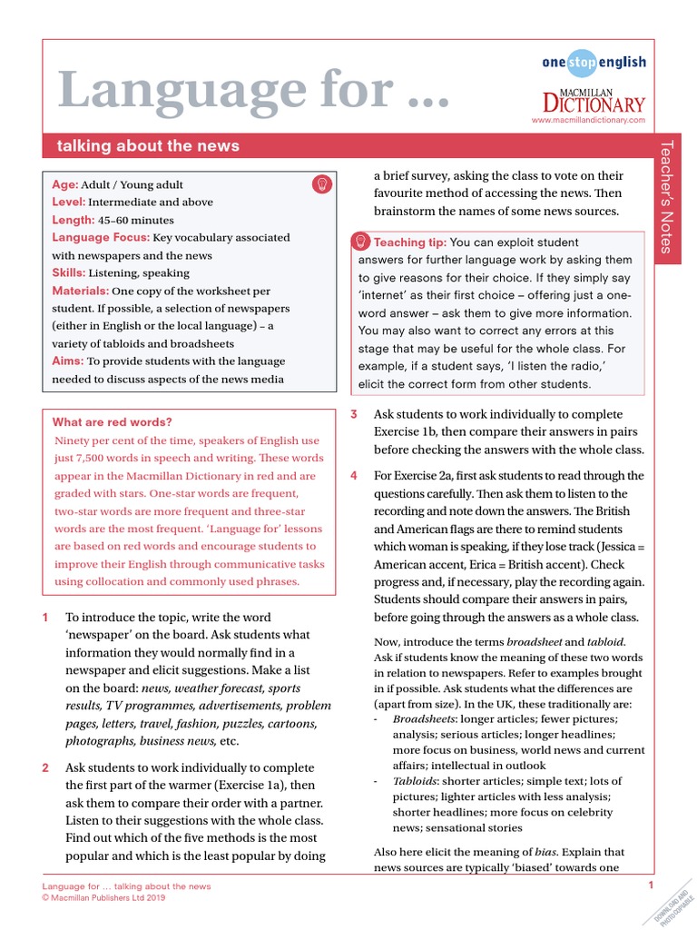 Language For The News | PDF | News | Newspapers