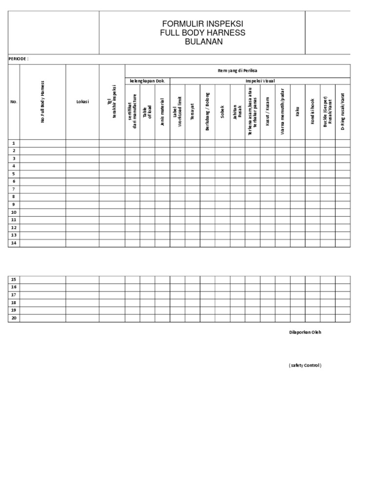 Form Isnpeksi APD Harness | PDF
