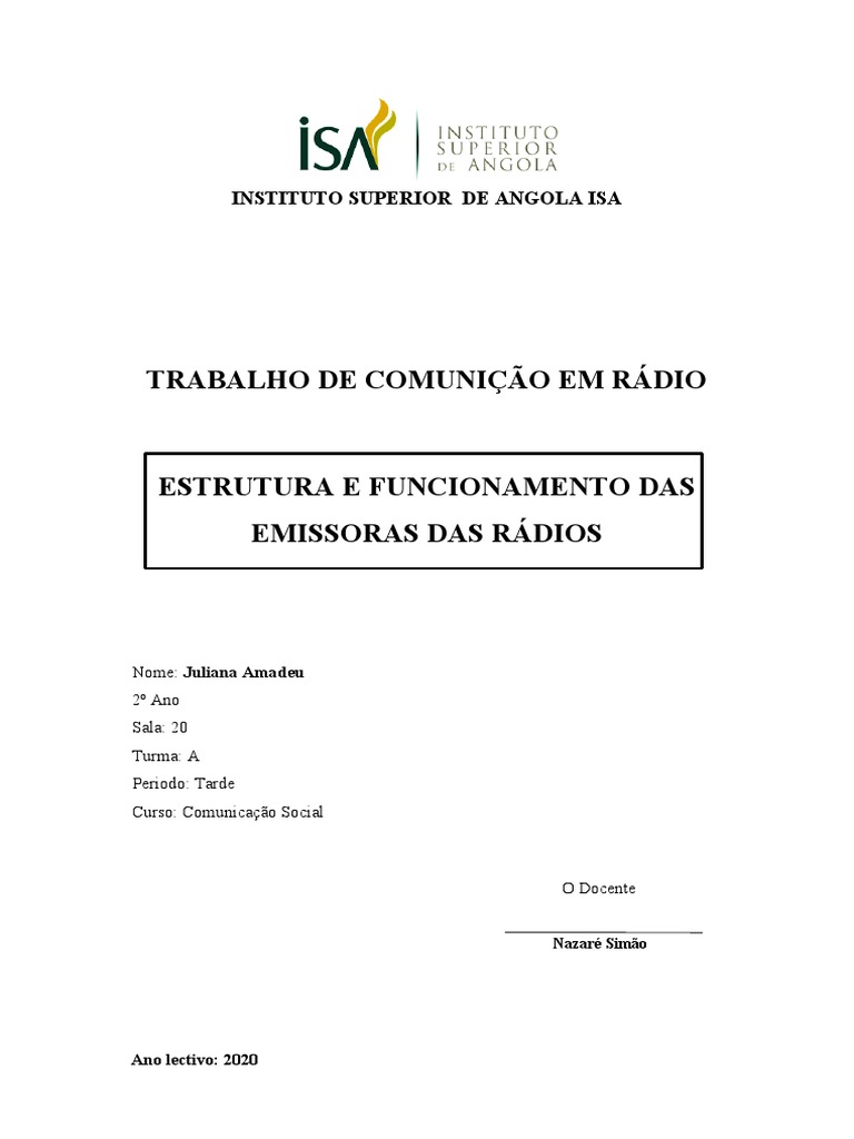 A Estrutura e Funcionamento Das Emissoras Das Rádios | PDF | Rádio ...