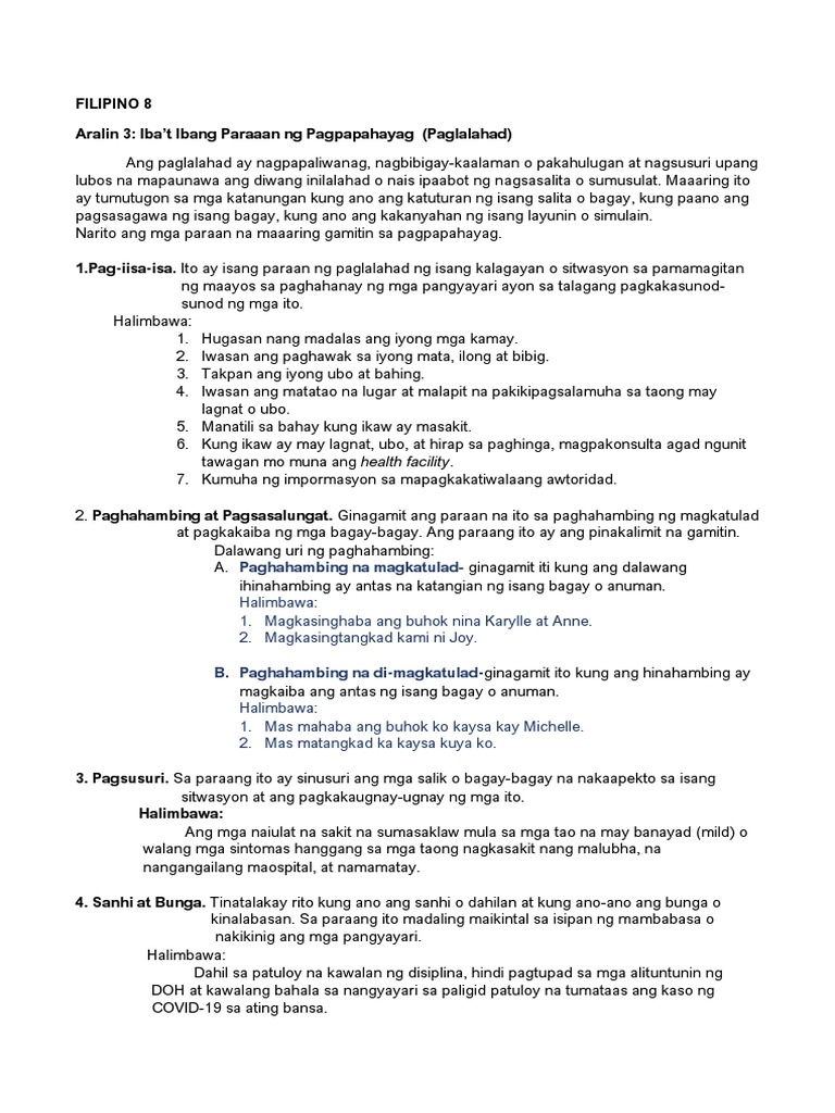 Q2 - Aralin 3 Ibat Ibang Paraan NG Pagpapahayag | PDF