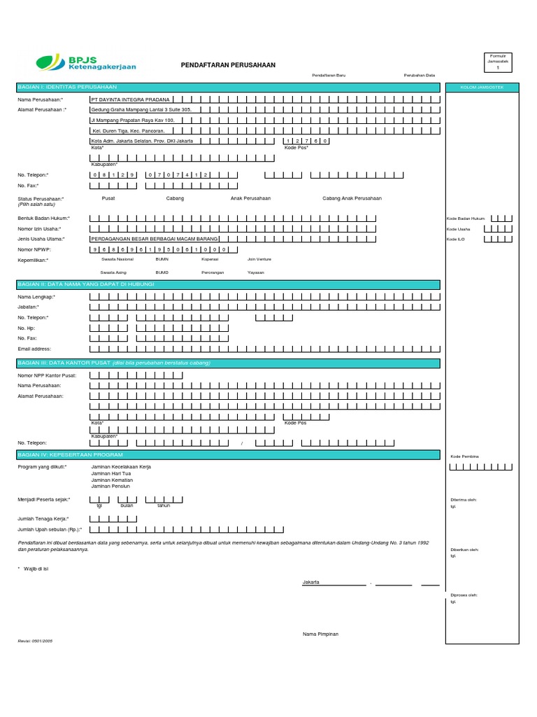 Form Pendaftaran Perusahaan Baru-F1-F1a-F2a-F1b (2) (AutoRecovered) | PDF