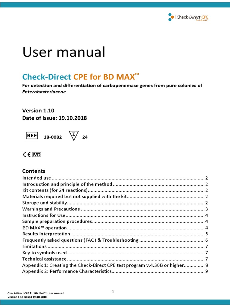 IFU Check-Direct - CPE - BD - MAX | PDF | Beta Lactamase | Polymerase Chain Reaction