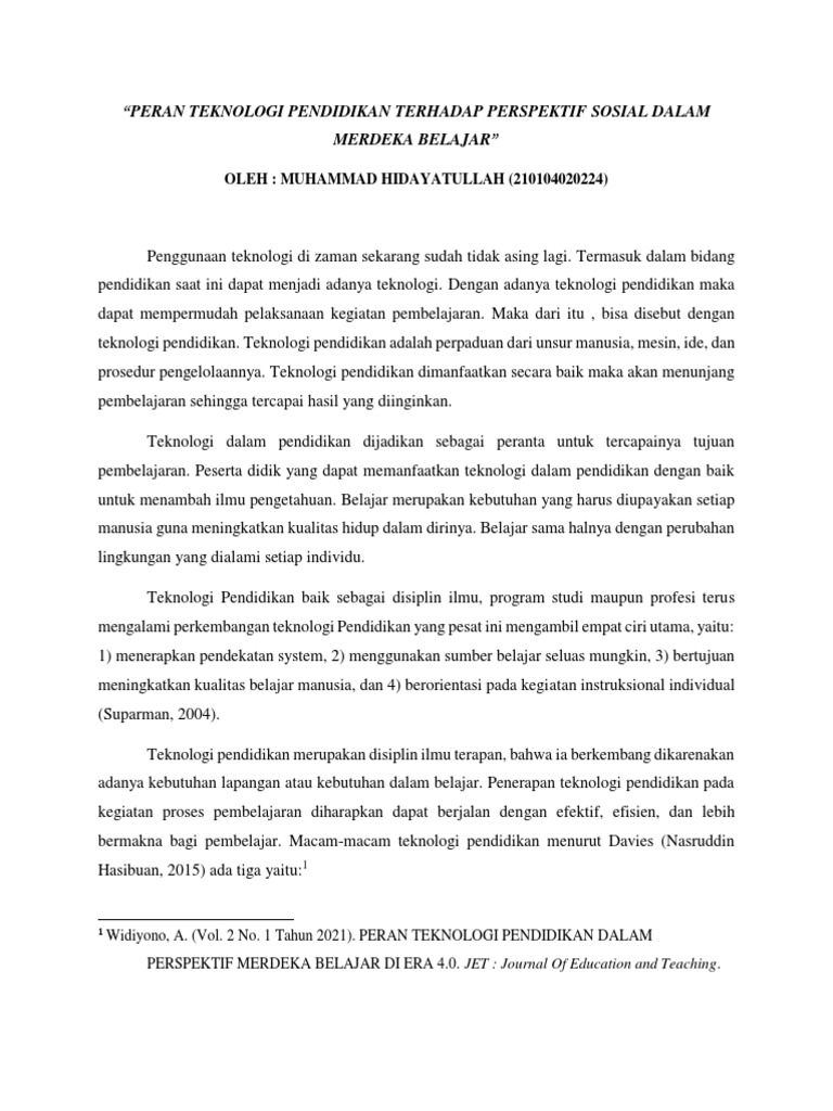 Muhammad Hidayatullah 210104020224 Essay | PDF