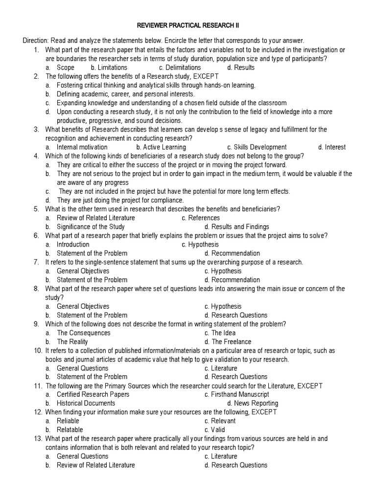 PR 2 2nd Quarter Reviewer | PDF | Experiment | Statistics