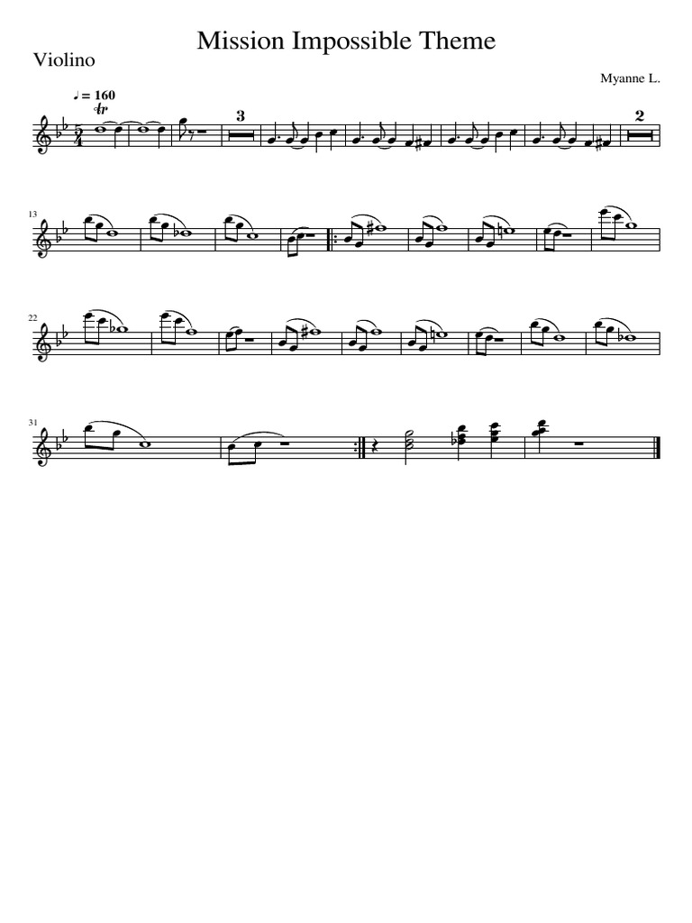 Mission Impossible Theme-Violino | PDF
