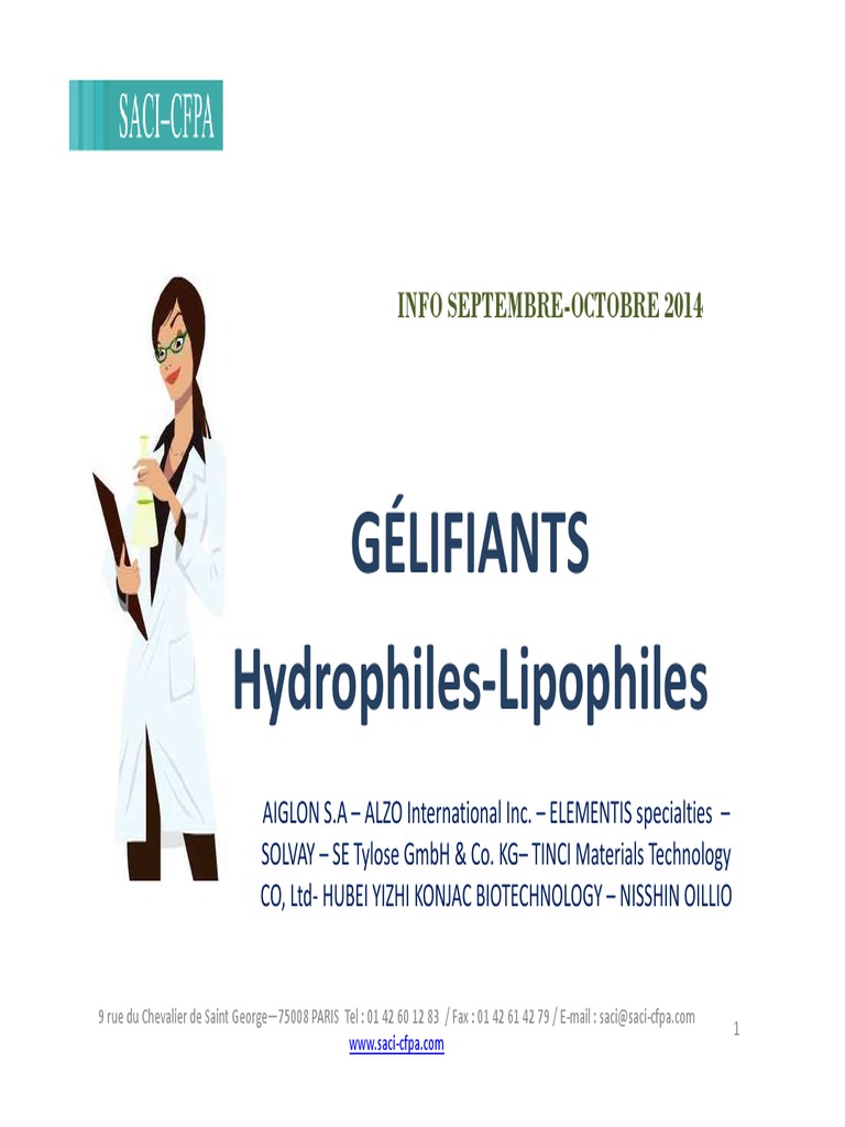 Gélifiants hydrophiles et lipophiles | PDF | Tensioactif | Émulsion