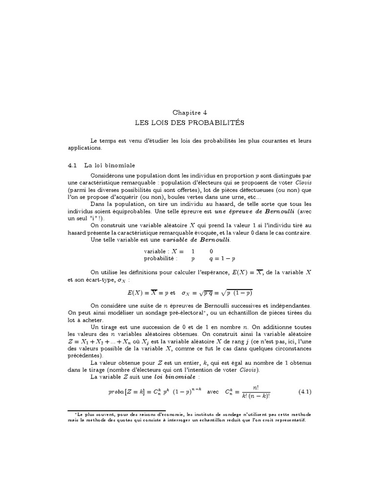 Les Lois de La Probabilite | PDF | Probabilité | Écart type
