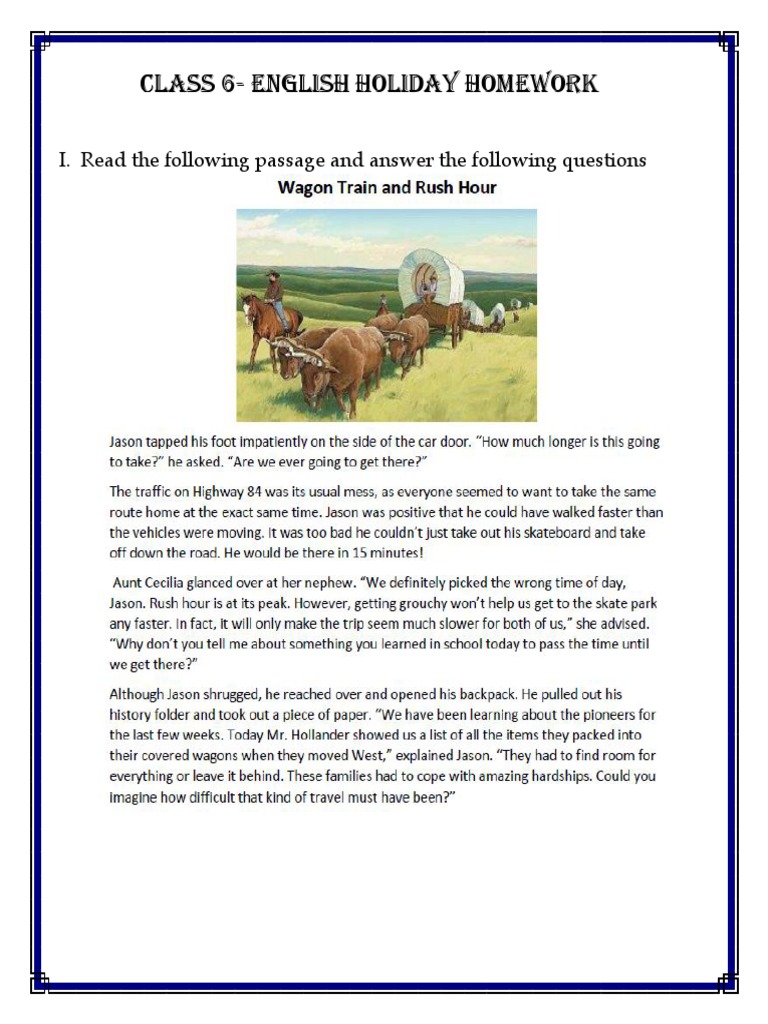 Class 6 - Holiday Homework-2022-23 | PDF