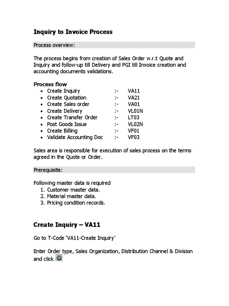01 Inquiry To Invoice Process 001 | PDF | Business | Finance & Money ...