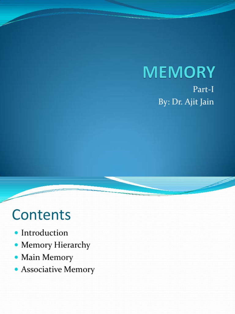 Memory Part I Pdf Computer Data Storage Random Access Memory