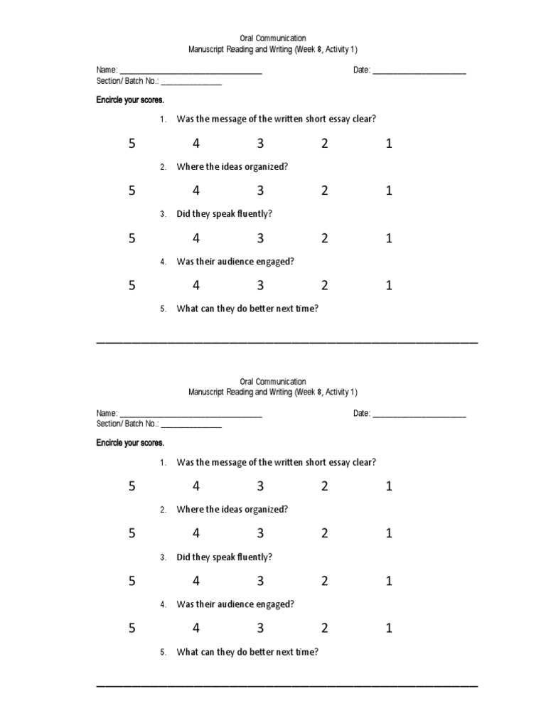 Manuscript Reading and Writing Rubrics | PDF | Career & Growth