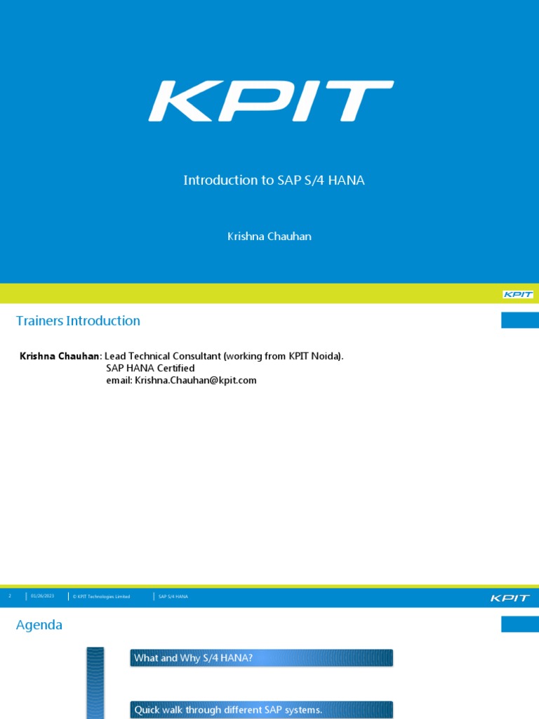 SAP S4HANA - Introduction | PDF | Computer Science | Information Technology Management