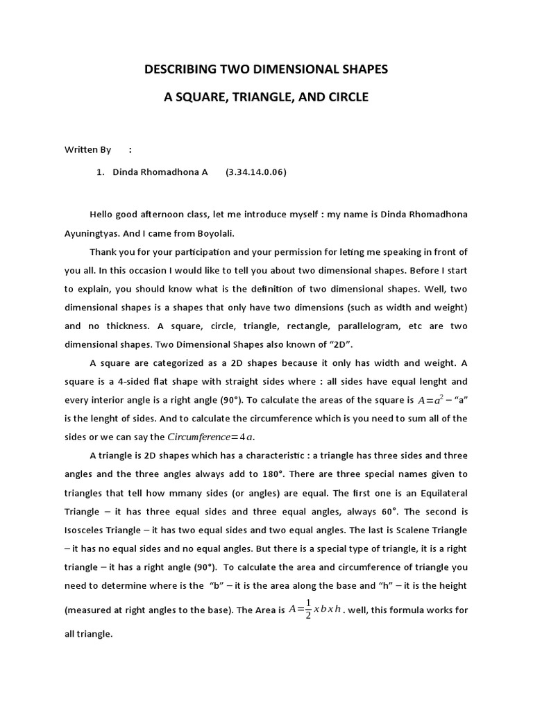 Describing Two Dimensional Shapes | PDF | Area | Triangle