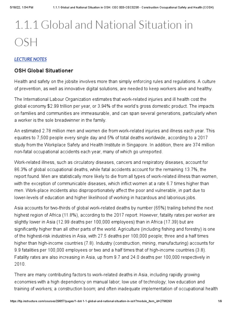 1.1.1 Global and National Situation in OSH - CEC 003-CEC32S6 ...