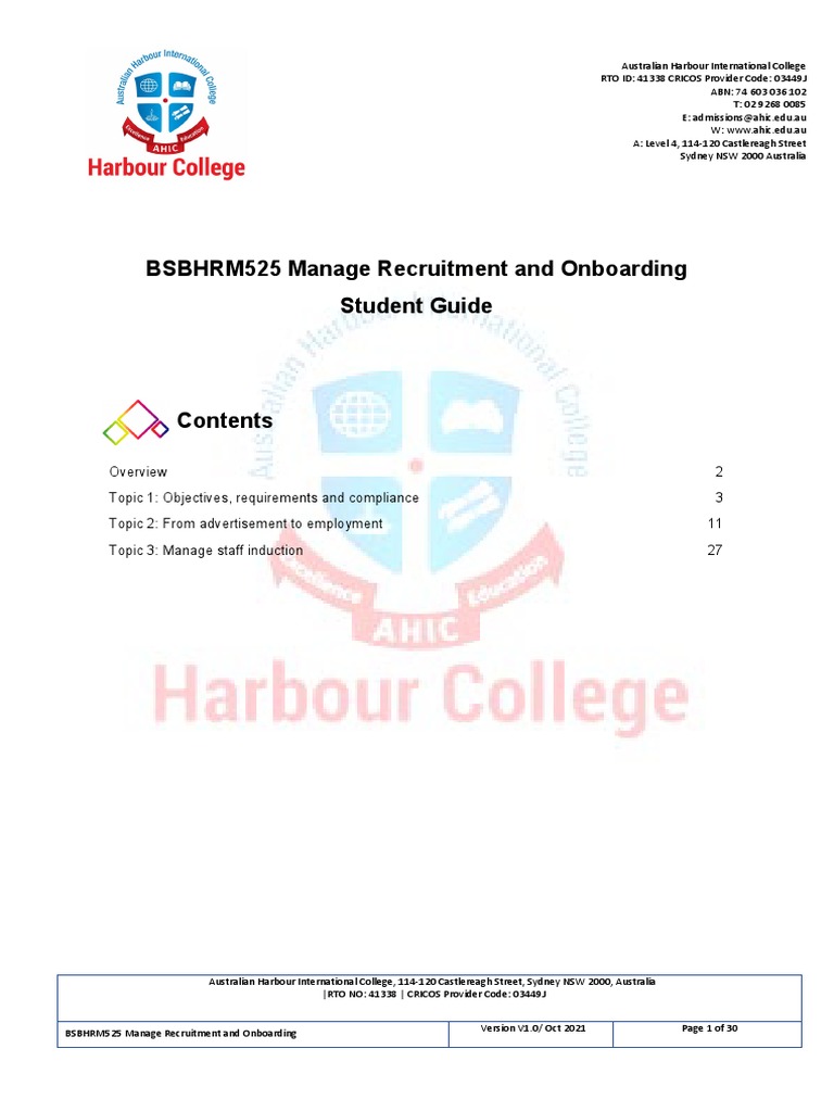 BSBHRM525 Student Guide | PDF
