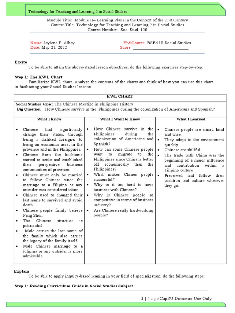 SOCSTUD 120 (Module-2&3worksheet) | PDF | History