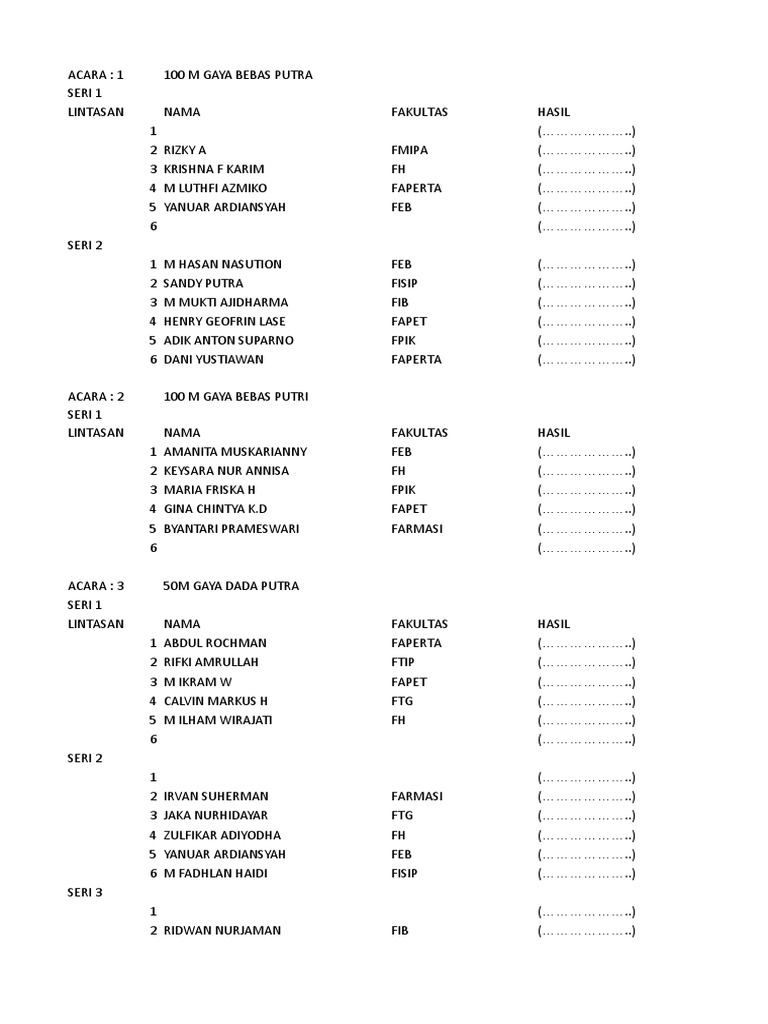 BUKU ACARA - XLSX - Sheet1 | PDF