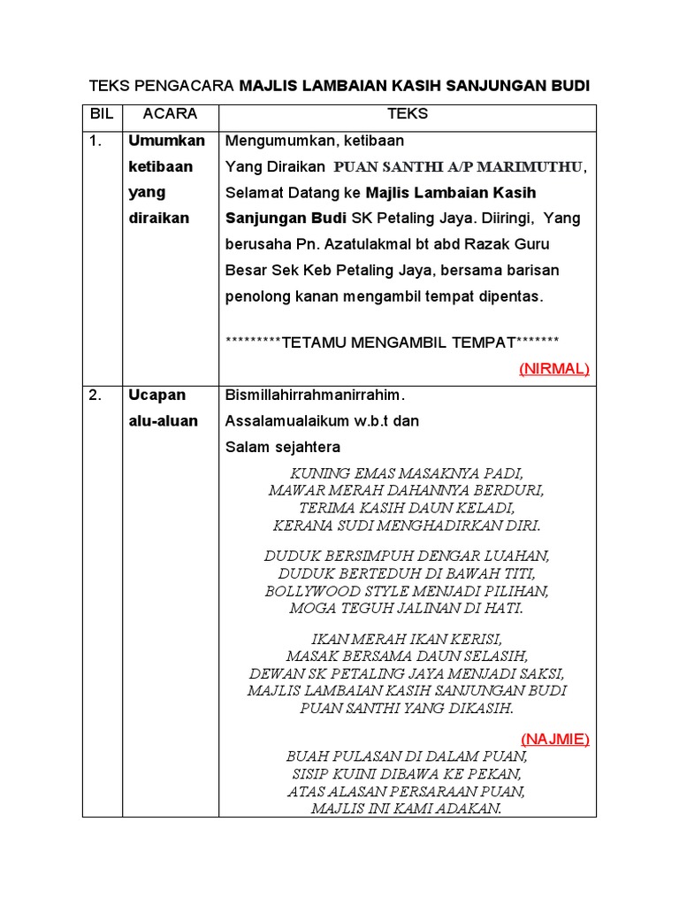 Teks Majlis Persaraan | PDF