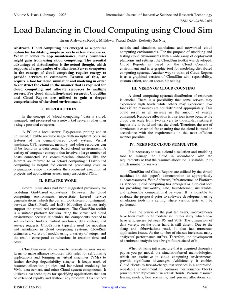 Load Balancing in Cloud Computing Using Cloud Sim | PDF | Cloud Computing | Virtualization