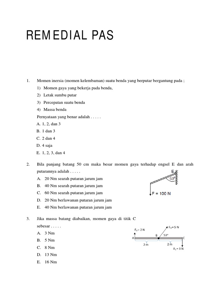 Remedial Pas Fisika Kelas Xi Mipa | PDF