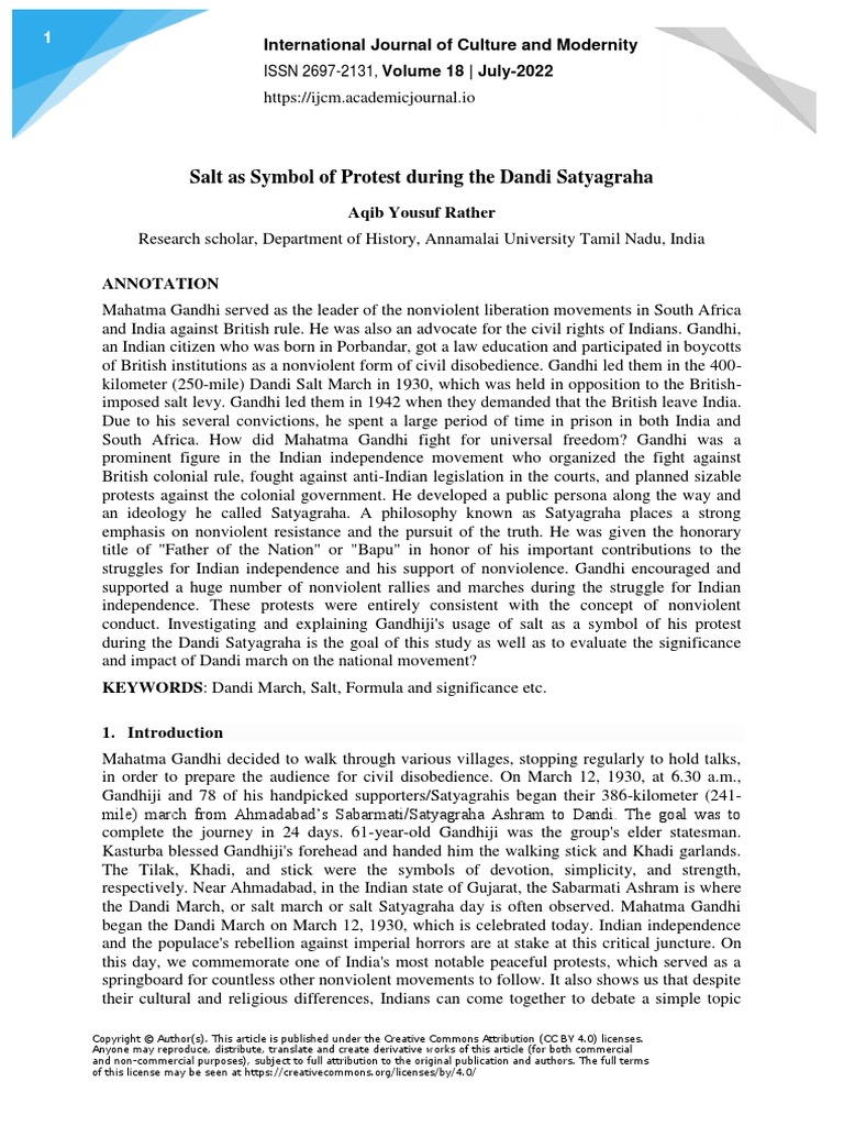 Salt As Symbol of Protest During The Dandi Satyagraha | PDF | Mahatma ...