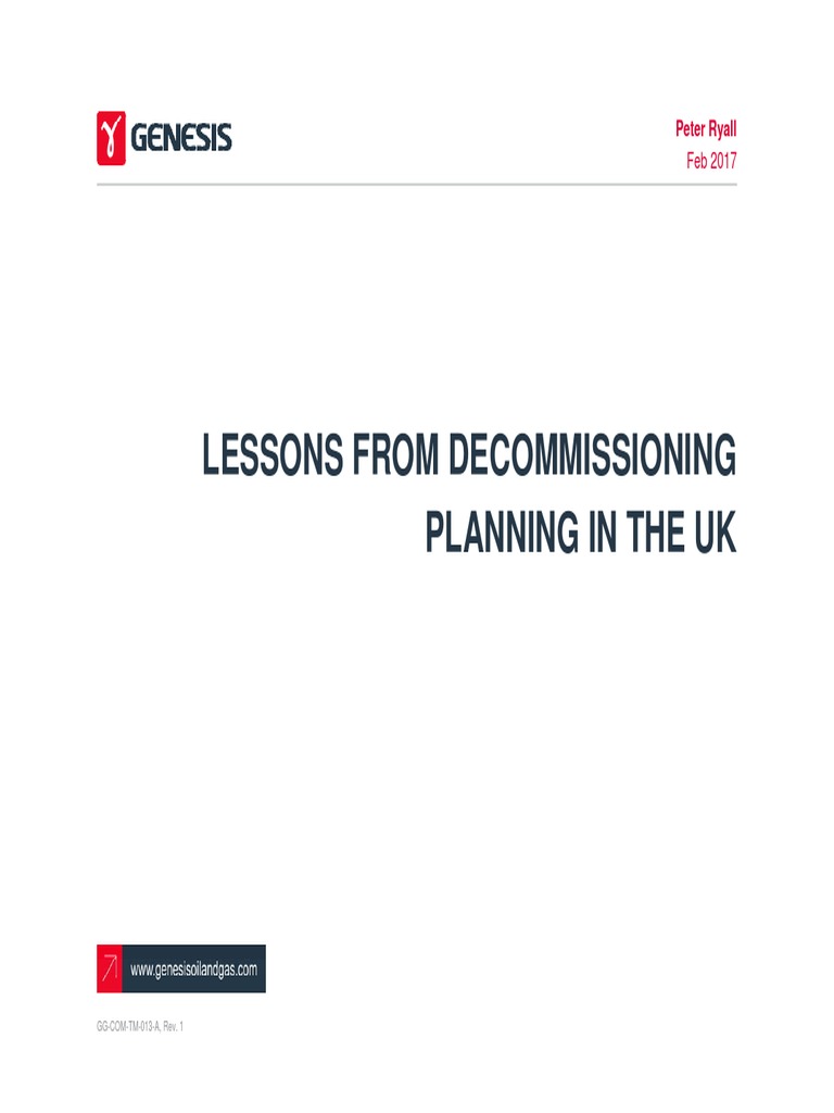 RYALL Peter Lessons From Decommissioning Planning in The UKCS | PDF ...