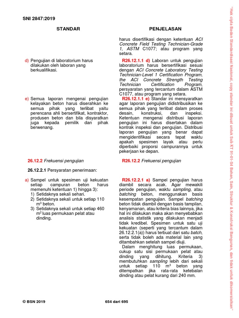 Sni 2847-2019 Frekuensi Pengambilan Sample | PDF