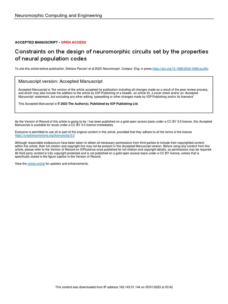 Panzeri+et+al 2023 Neuromorph. Comput. Eng. 10.1088 2634-4386 Acaf9c | PDF | Perception ...