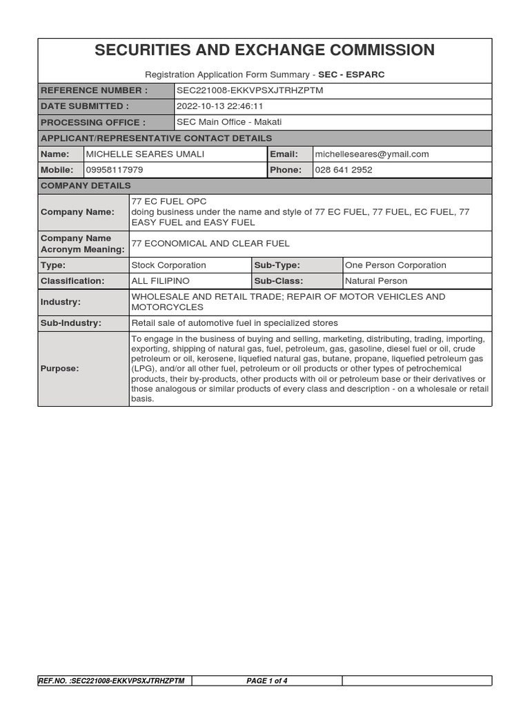 Application Summary Form | PDF | Fuels | Natural Gas