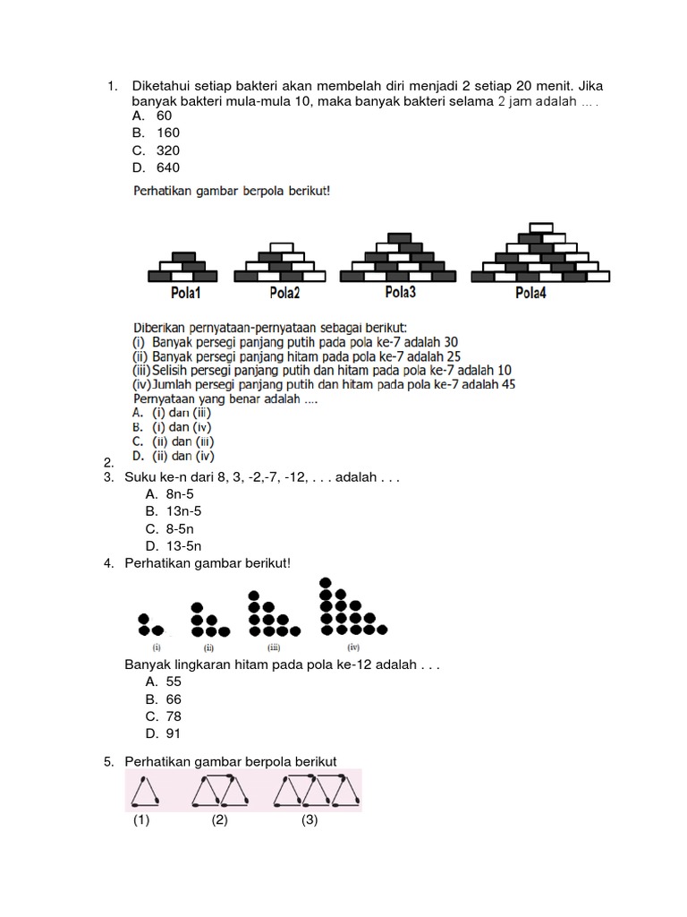 SOAL LATIHAN Pola Bilangan | PDF