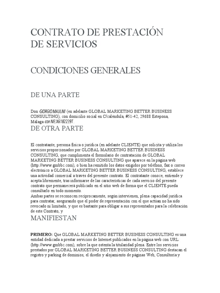 CONTRATO DE PRESTACIÓN de Servicios Digitales | PDF | Marketing de ...