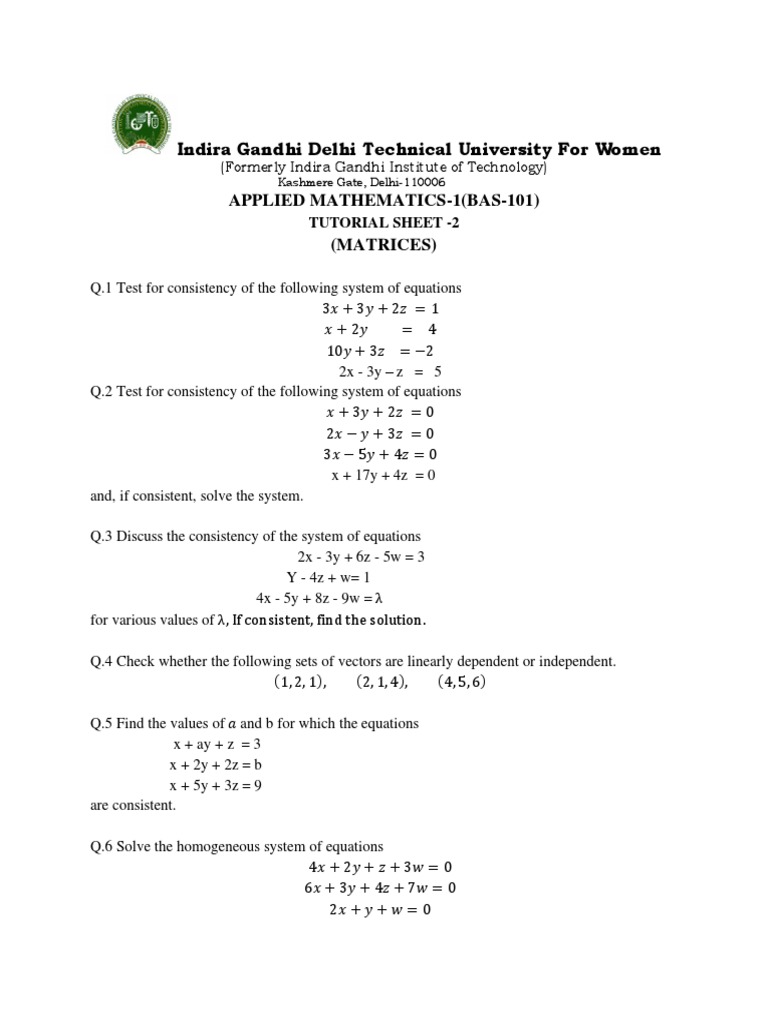 Tut Sheet 2 (Matrices) | PDF