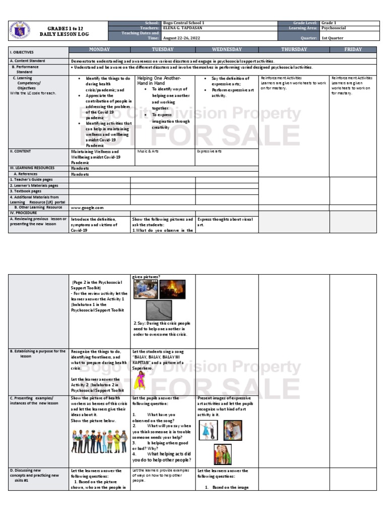 DLL Gr1 Psychosocial | PDF | Learning | Behavior Modification