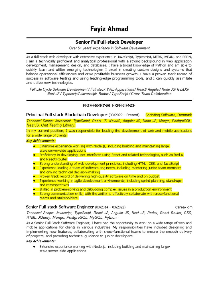 Suleman Ahmed CV | Download Free PDF | Java Script | J Query