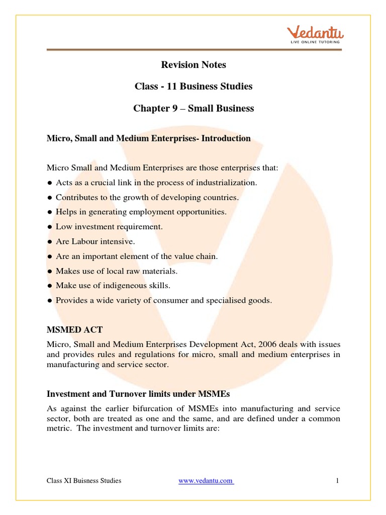 Class 11 Business Studies Chapter 9 - Revision Notes | PDF ...