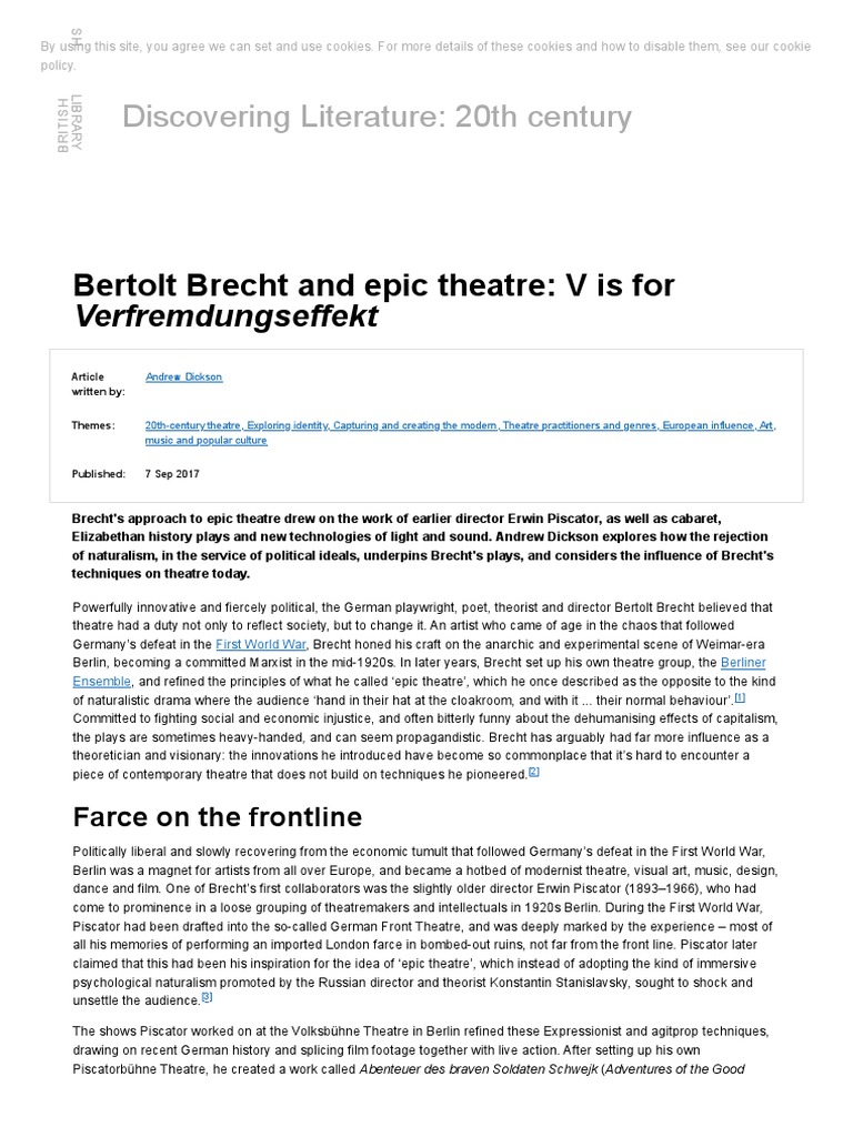 Bertolt Brecht and Epic Theatre - V Is For Verfremdungseffekt - The ...