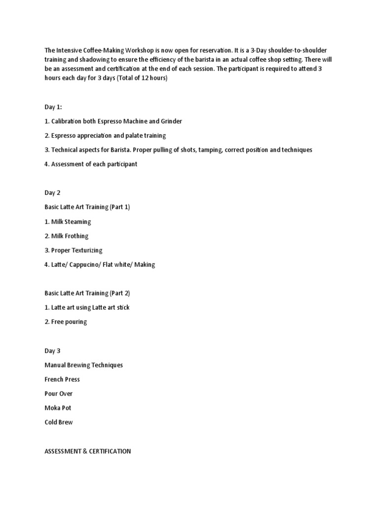 Intensive Training Guidelines | PDF