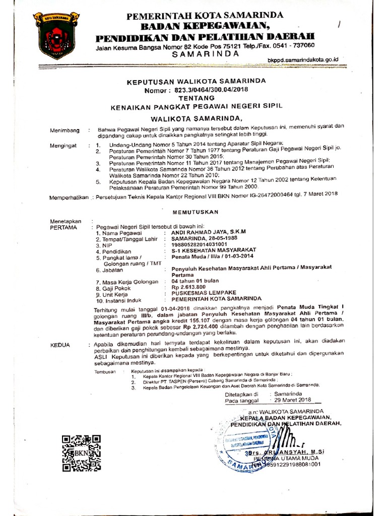 SK Kenaikan Pangkat | PDF