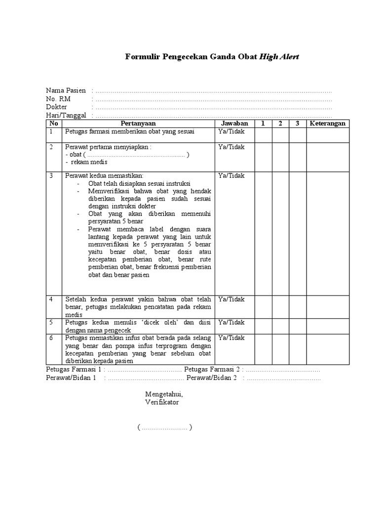 High Alert Double Check | PDF