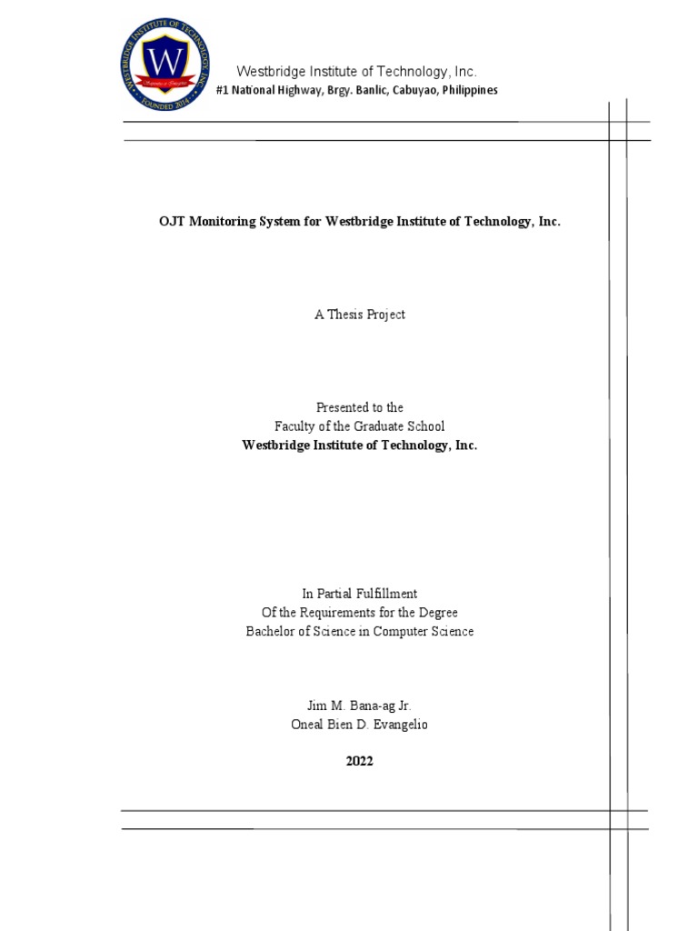 Revised Group 3 Chapter 123 OJT Monitoring System | PDF | Thesis | Internship