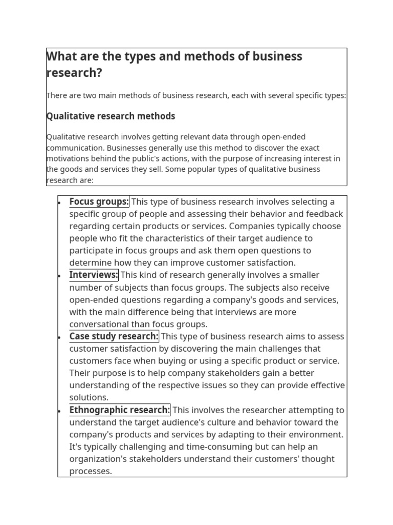Types of Business Research | PDF