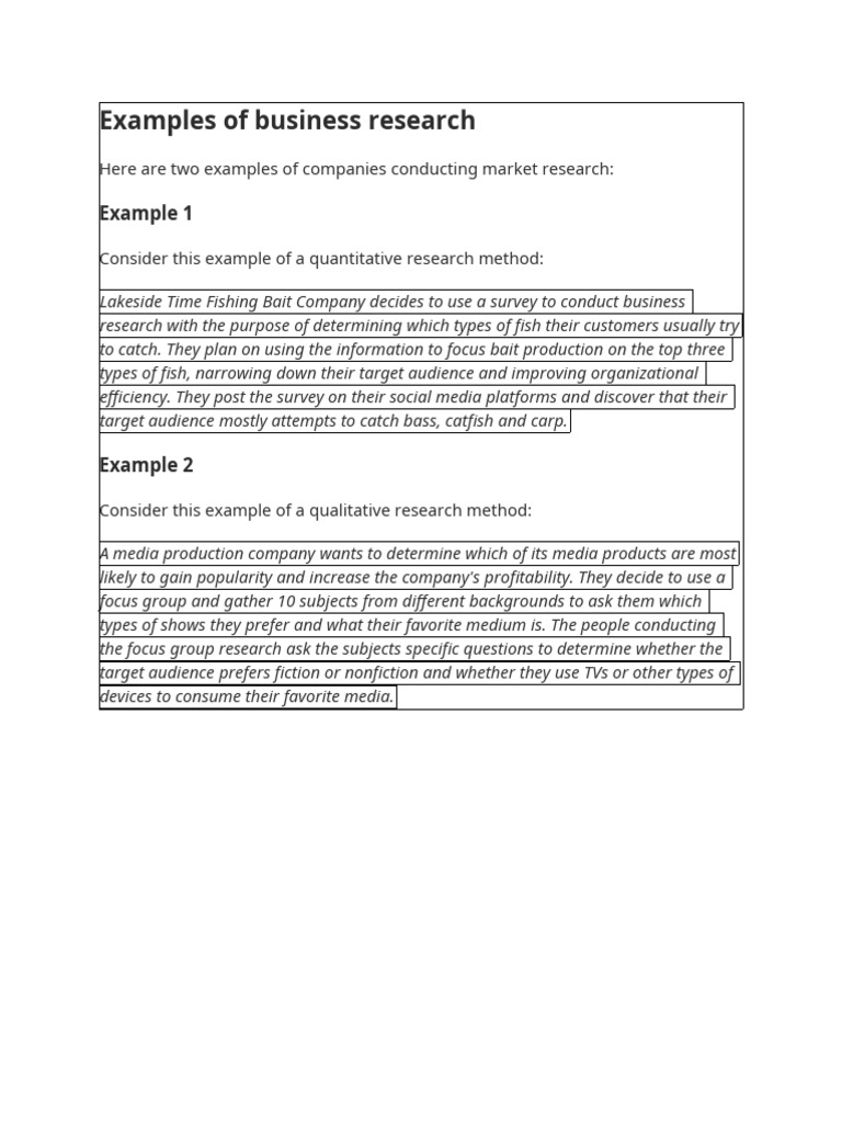 Business Research Examples | PDF