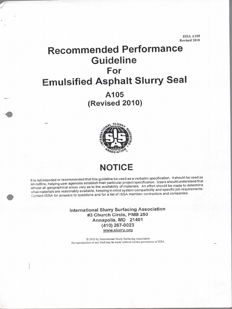 Issa - 2010 Slurry Seal - Microsurfacing | PDF