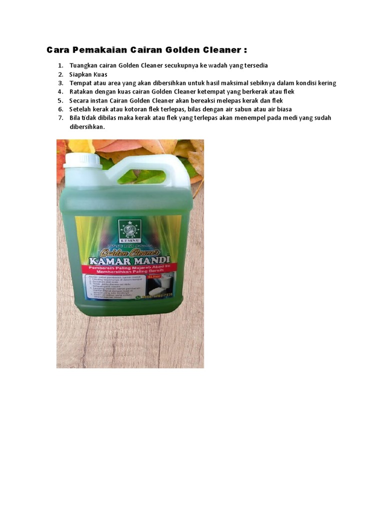 Cara Pemakaian Cairan Golden Cleaner | PDF