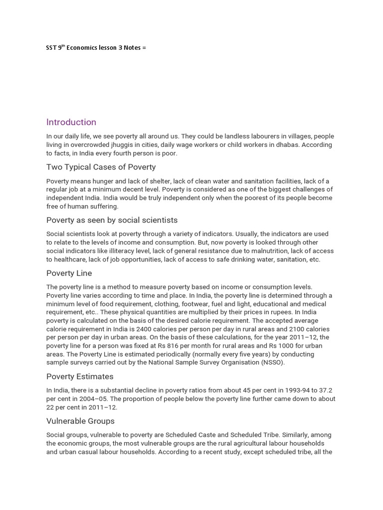 An Overview of Poverty in India: Definitions, Estimates, Vulnerable ...