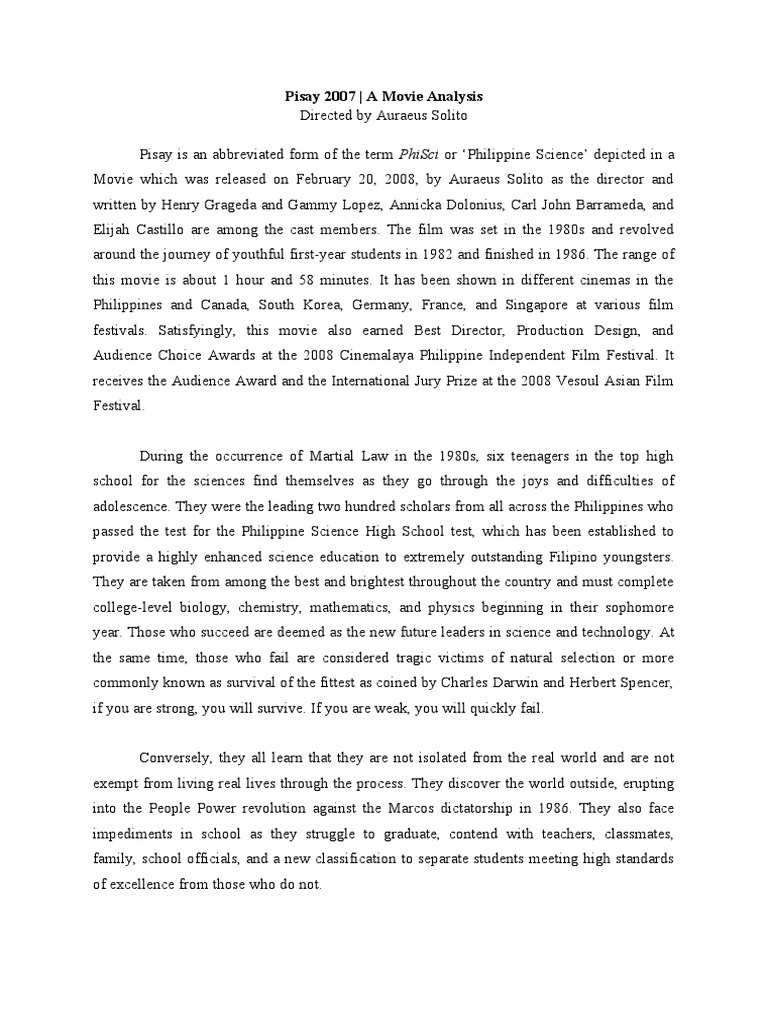 Pisay 2007 Analysis | PDF