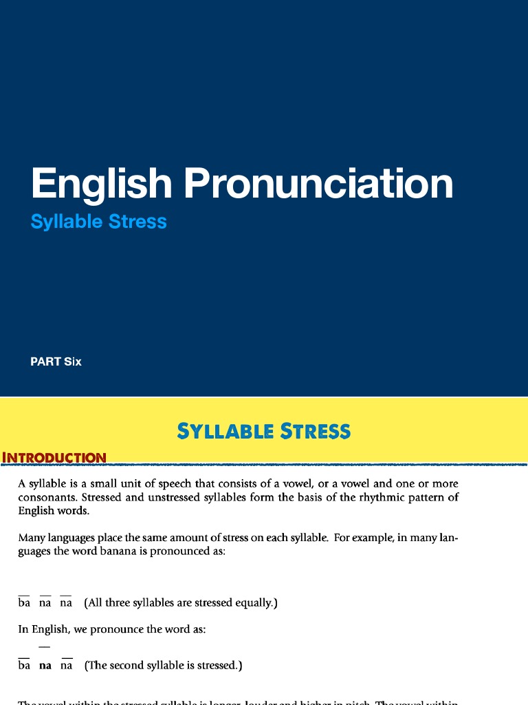 English Pronunciation: Syllable Stress | PDF | Language Arts ...